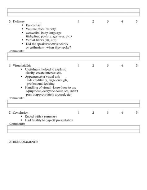 Group Presentation Evaluation Feedback Form In Word And Pdf Formats