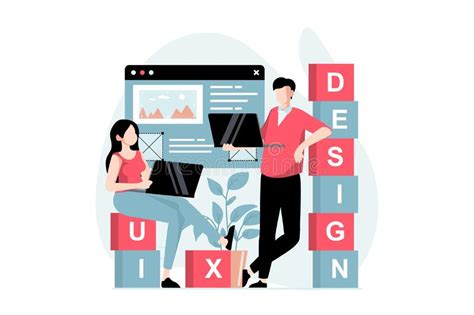 Ui And Ux Design Concept With People Scene In Flat Style Stock Illustration Illustration Of