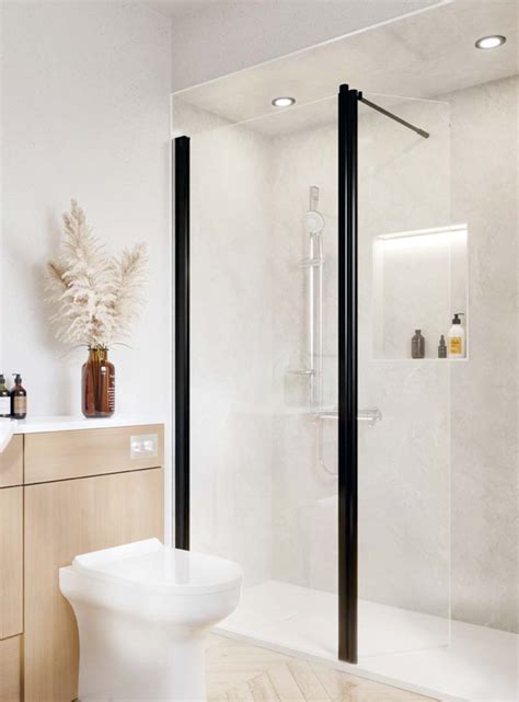 Akw Level Best Glass Shower Screen Deflector Panel Black