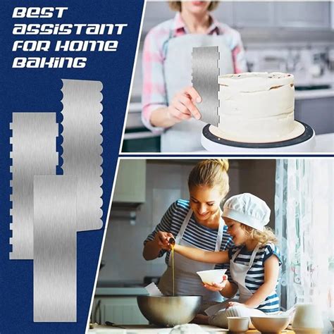 Badu Bg 1бр Скрепер за торта от неръждаема стомана Двустранен гребен за сладкиши с шарени