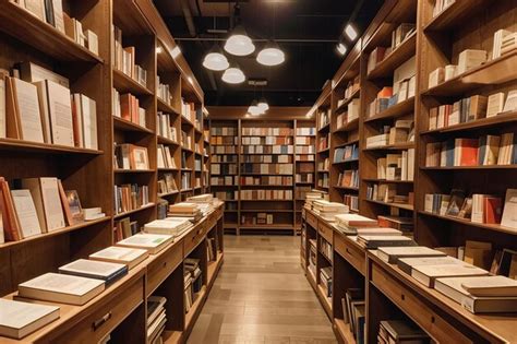 Premium Ai Image A Wooden Board In A Bookstore With Rows Of Books And Literature