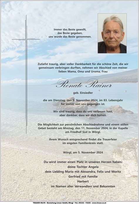 Todesanzeige Trauerhilfe Abschied Gesmbh