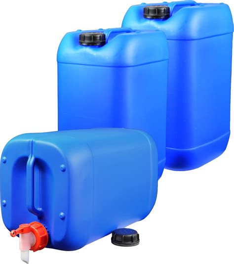 Plasteo 3x 25 Liter Getränke Wasserkanister Mit 1 Hahn Und 3