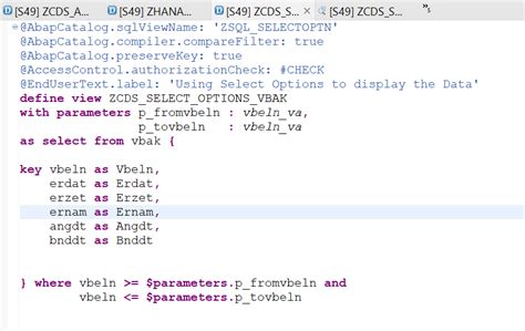 using select options to build an cds view in sap h sap community