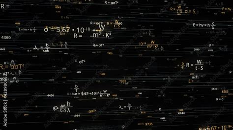 Floating Mathematical Formulas Becoming A Giant Glowing Shape On Black