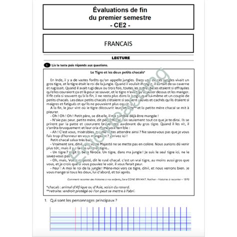 Evaluation Milieu D Année Ce2 Premier Semestre