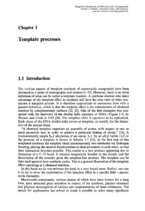 Pdf Template Synthesis Of Macrocyclic Compounds Template Processes