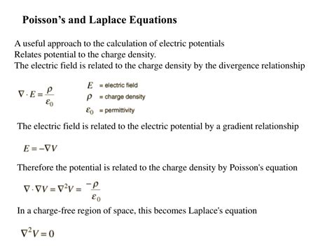 Ppt Poissons And Laplace Equations For Electric Potentials Powerpoint Presentation Id 9605729