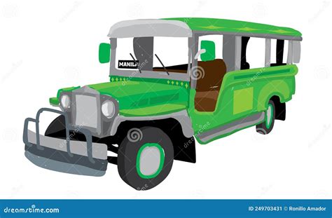 Philippine Manila Icons Jeepney Transportation Stock Vector