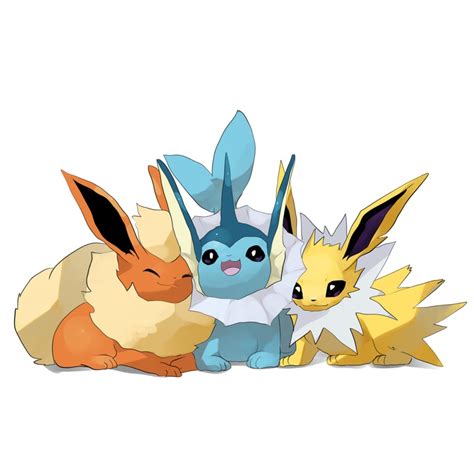 Vaporeon Flareon And Jolteon Pokemon Drawn By Fishburi Danbooru