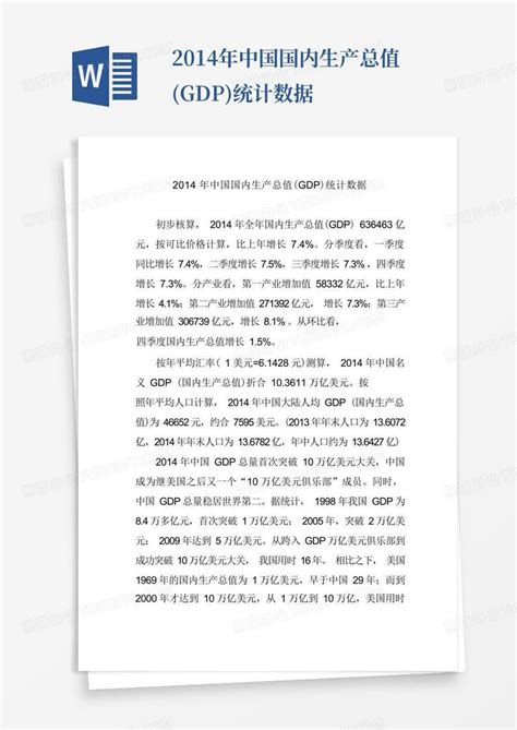 2014年中国国内生产总值 gdp 统计数据word模板下载 编号qbpzdork 熊猫办公