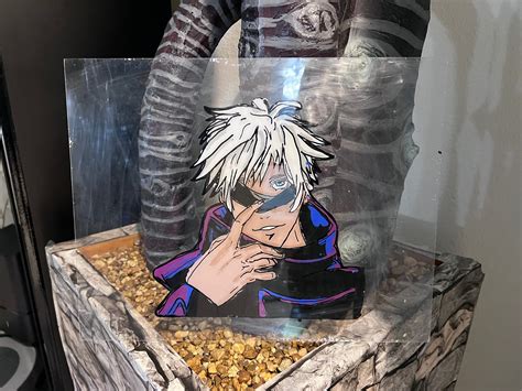 Anime Gojo Satoru Glass Acrylic Glass Painting Etsy