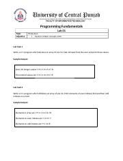 Lab01 Docx Programming Fundamentals Lab 01 Topic Objective ITC