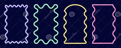 Wavy Rectangle Border Frame Squiggle Edge Box Neon Color Scallop Groovy Shape Retro Aesthetic