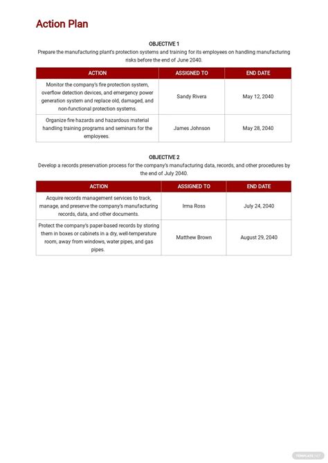 Business Continuity Plan Template For Manufacturing