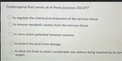 Solved Transcribed Image Text Cerebrospinal Fluid Serves All Of These 1 Answer