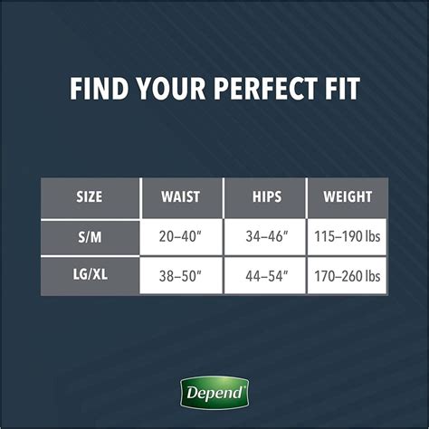 Depends For Men Size Chart