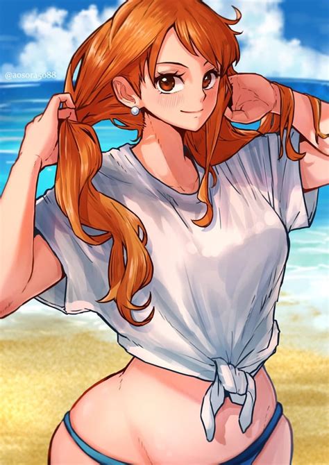 Just Nami Waiting For You At The Beach 😏😍🥰aosora5088 Ronepiecehentaiz