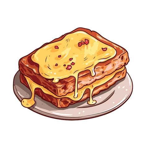 Premium Vector A Cartoon Croque Monsieur Food Vector Illustrator Generative Ai