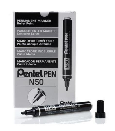 27 60 Markers Pentel N50a Permanent Bullet Point Black Box Of 12