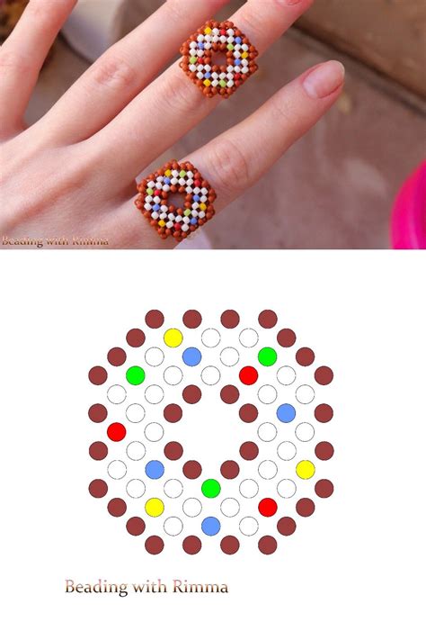 🍩Схема на фигурку из бисера пончик в технике крестик 🍩 Perline Anelli Fai Da Te Fai Da Te
