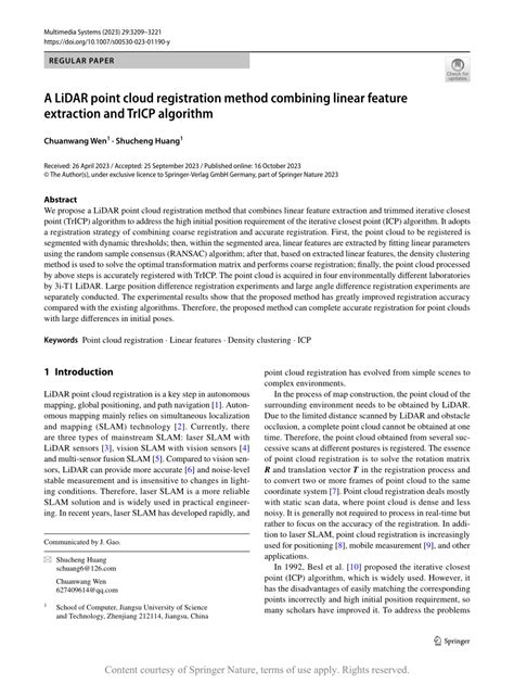A Lidar Point Cloud Registration Method Combining Linear Feature