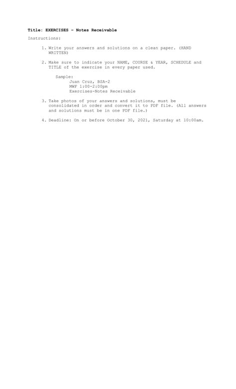 Notes Receivable Exercises
