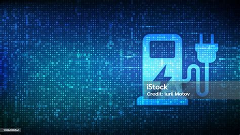 전기 표지판으로 만든 충전소 아이콘입니다 전기 자동차 충전소 전기 공급 스테이션 에너지 효율성 대체 연료 그린 에너지 기술 벡터 그림입니다 0명에 대한 스톡 벡터 아트 및