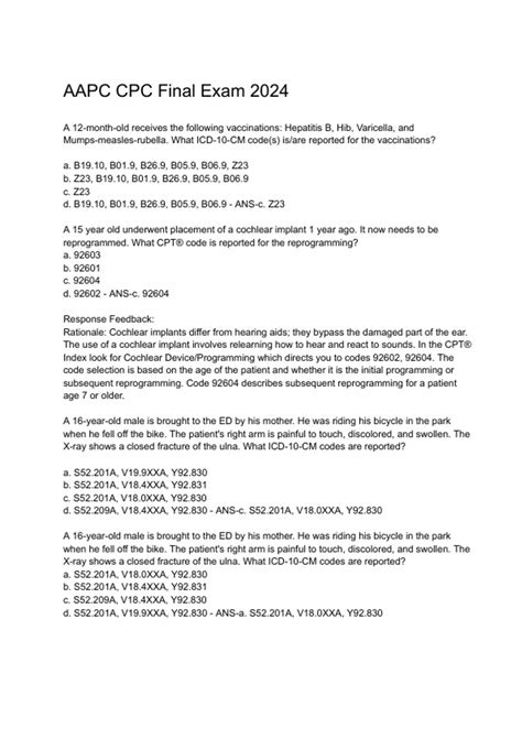 Aapc Cpc Final Exam 2024 Questions And Answers Aapc Stuvia Us