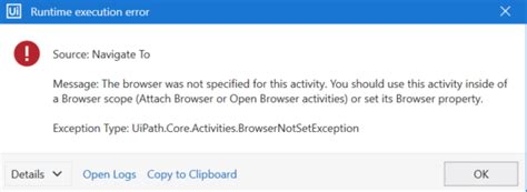 Navigate To Throws An Error Although It Is Inside An Open Browser