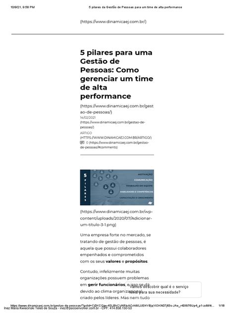5pilaresdagestãodepessoasparaumtimedealtaperformance Pdf