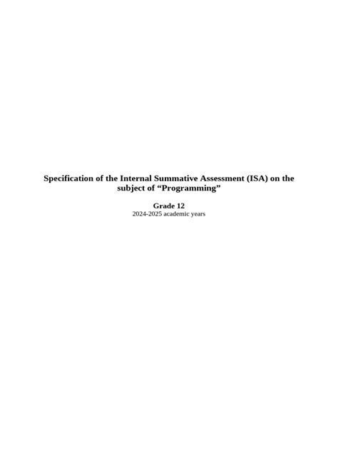 Specification Programming 12 V4 0 Pdf Educational Assessment Computer Programming