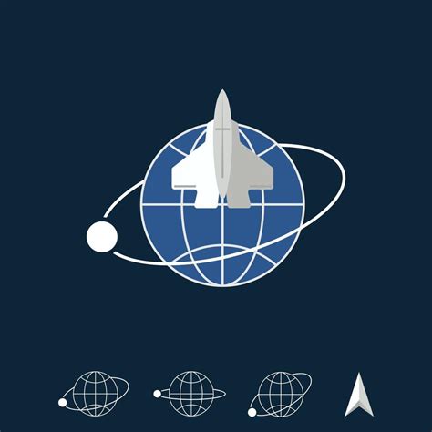 Simple Earth Or World With Plane And Rotation Moon Image Graphic Icon Logo Design Abstract