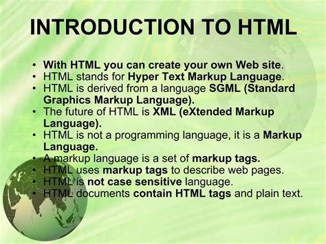 Introduction To Html Ppt