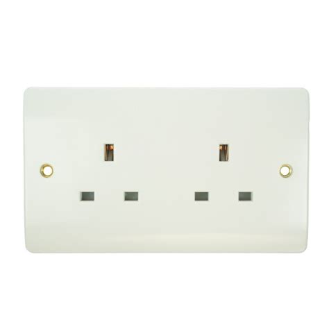 Click Mode Double 13amp White Pvc Unswitched Socket Switches And