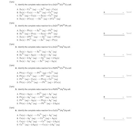 Solved Table 1 Voltaic Cells Data Table Table 1 Voltaic