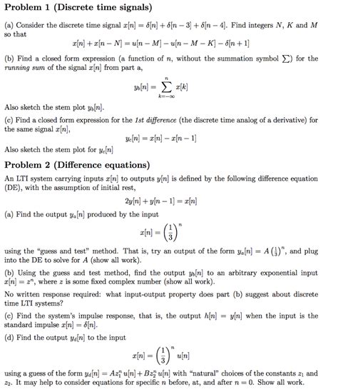 Solved Problem Discrete Time Signals A Consider The Chegg