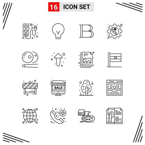 16 Icons Line Style Grid Based Creative Outline Symbols For Website