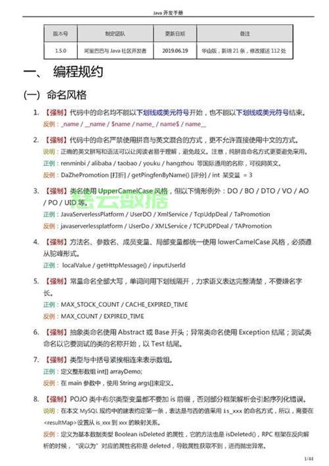 阿里开发手册规范java 技术分享 云服务器