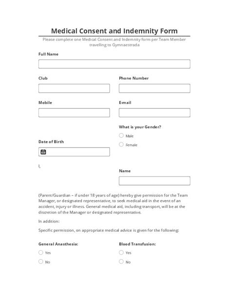 Extract Medical Consent And Indemnity Form Microsoft Airslate