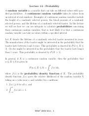 Understanding Probability And Continuous Random Variables Course Hero