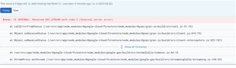 RST STREAM Error Keeps Showing Up Issue Googleapis Nodejs Firestore GitHub