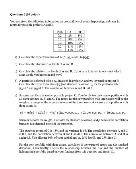 Solved Questions 6 10 Points You Are Given The Following