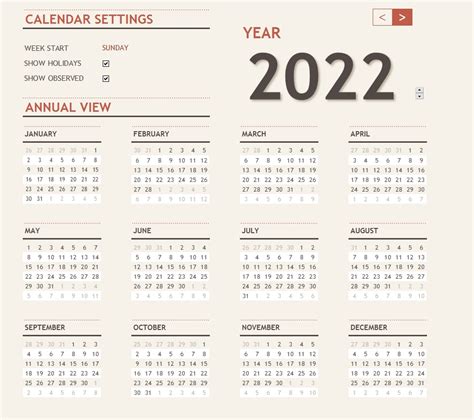 Any Year Calendar With Holidays Template In Excel Download Xlsx