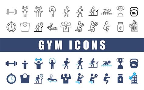 체육관 아이콘 세트 프리미엄 벡터