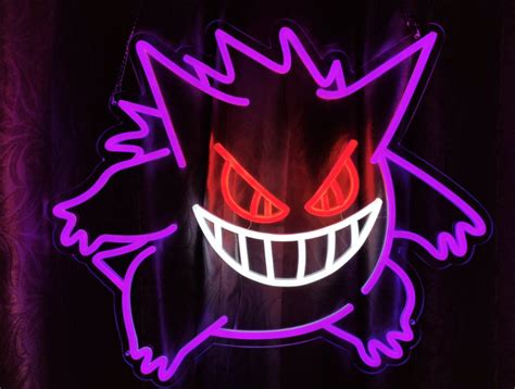 Pokemon Gengar Neon Sign Anime Neon Sign Game Room Light Etsy