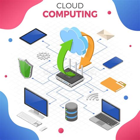 Data Network Cloud Computing Technology Isometric Stock Vector