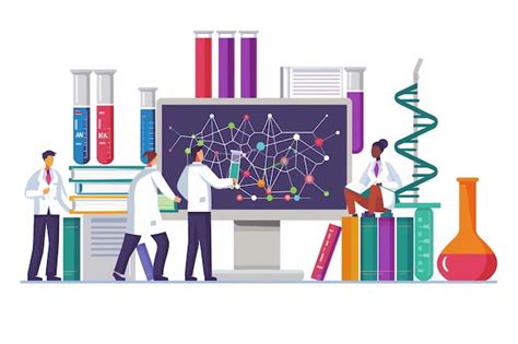 Illustration Of Scientists And Dna Premium Ai Generated Vector