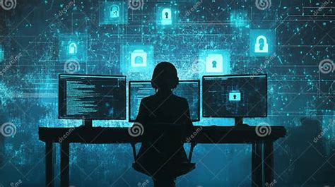 Cybersecurity Expert Monitoring Network Security Data Protection Digital Privacy Stock Image