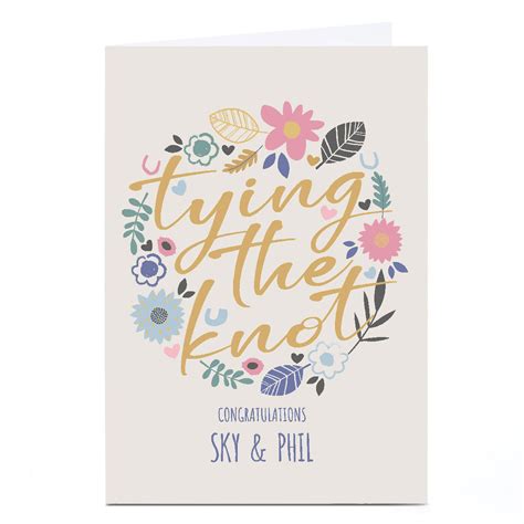 Buy Personalised Bev Hopwood Wedding Card Tying The Knot Florals For